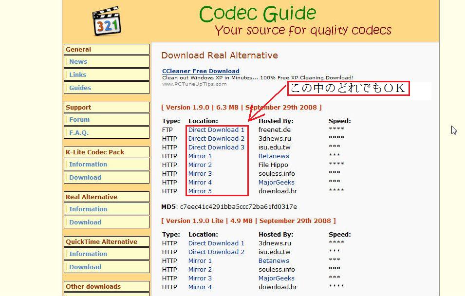 .rm形式の動画を再生したい。「Real Alternative」: 電脳秘密基地 -フリーソフト＆裏ワザ研究所-